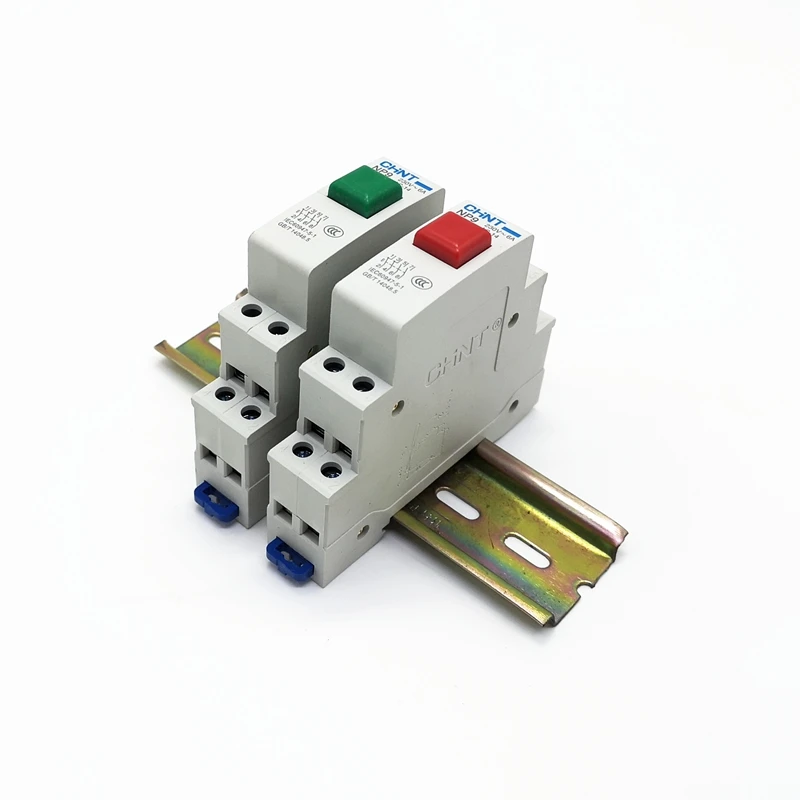 Interruptor de botón de montaje en Riel Din CHINT NP9 series 2NO + 2NC ...