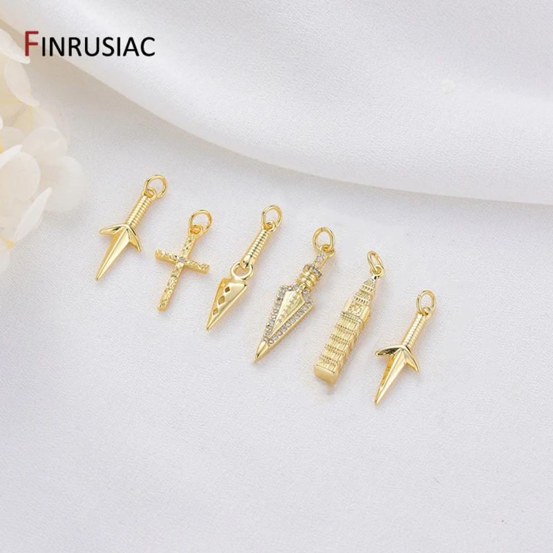 14K Gold Plated Brass Cross/London Monument Pendants For Jewellery ...