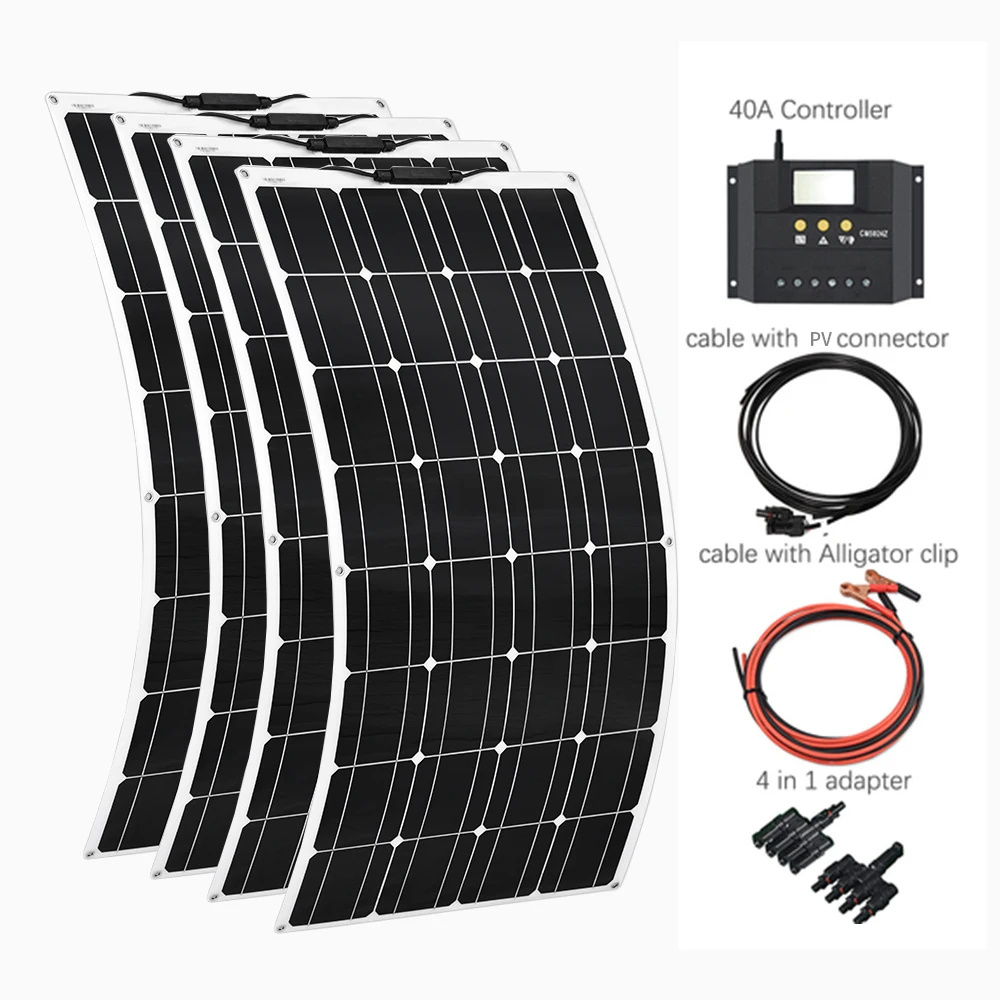Flexible solar panel 400w mono photovoltaic panels kit complete cell ...