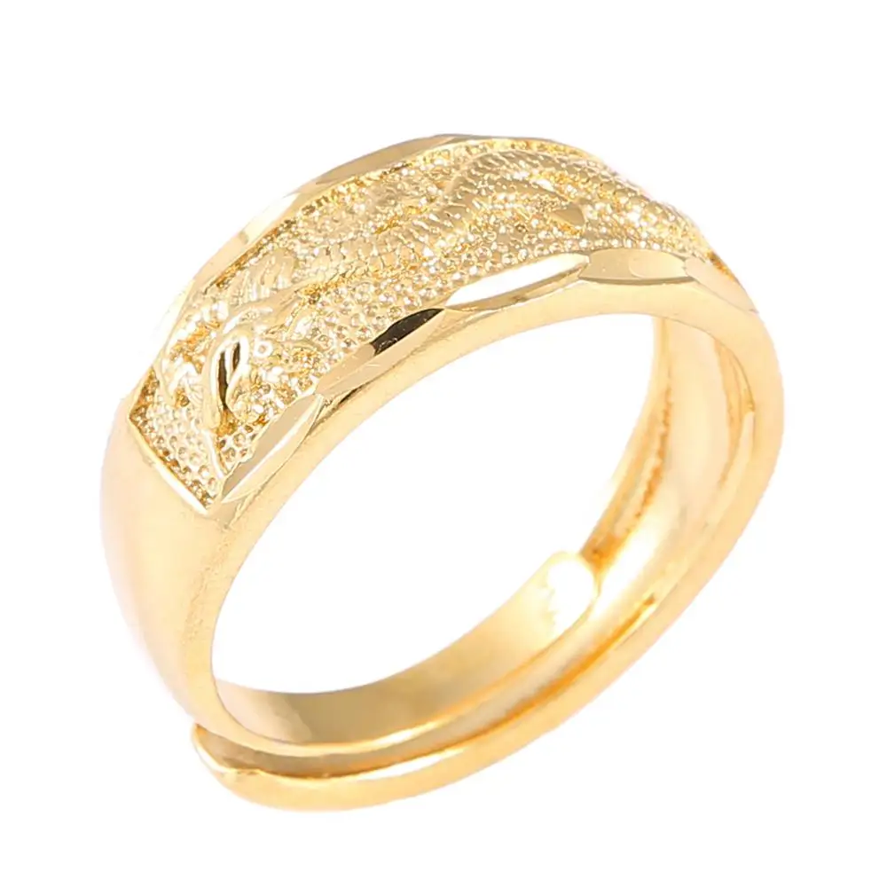 Vintage Ethnic Gold Color Chinese Dragon Men Women Trendy Ring Jewelry ...