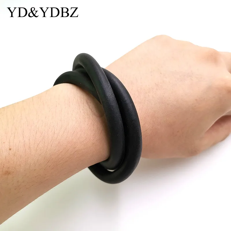 Handcrafted Bangles Rubber Bracelets For Women Jewelry Black Chain Punk ...