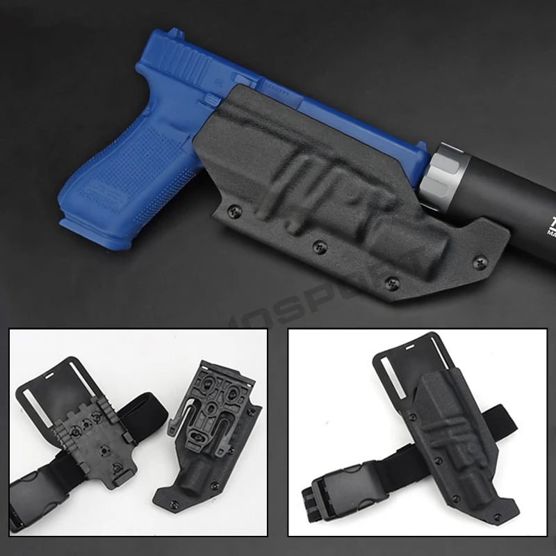 Tático kydex arma coldre com x300 flashtlight para glock 17 19 34 ...