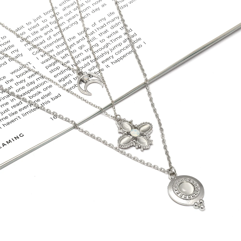 VIVILADY – collier ras du cou multi couches en opale, pierre de lune ...