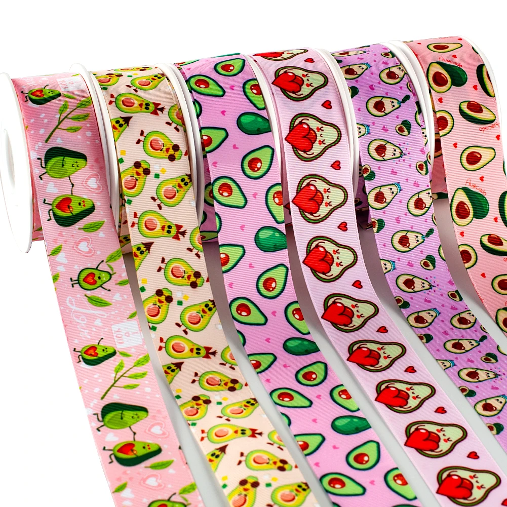 Cute-Fruit-Avocado-Ribbon-Printed-Grosgrain-satin-Ribbon-Hair ...