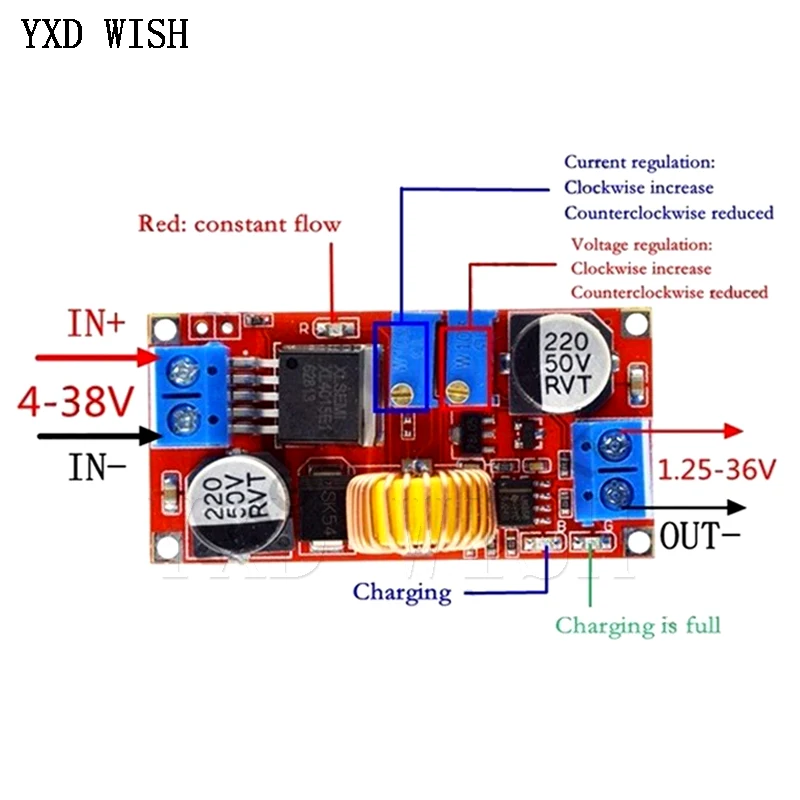 XL4015 5A DC to DC CC CV Lithium Battery Step down Charging Board Led Power Converter Lithium ...