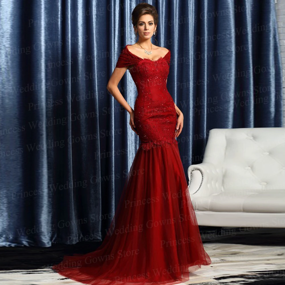 Red Elegant Dress For Wedding Mother Of The Bride Mermaid Party Gown ...