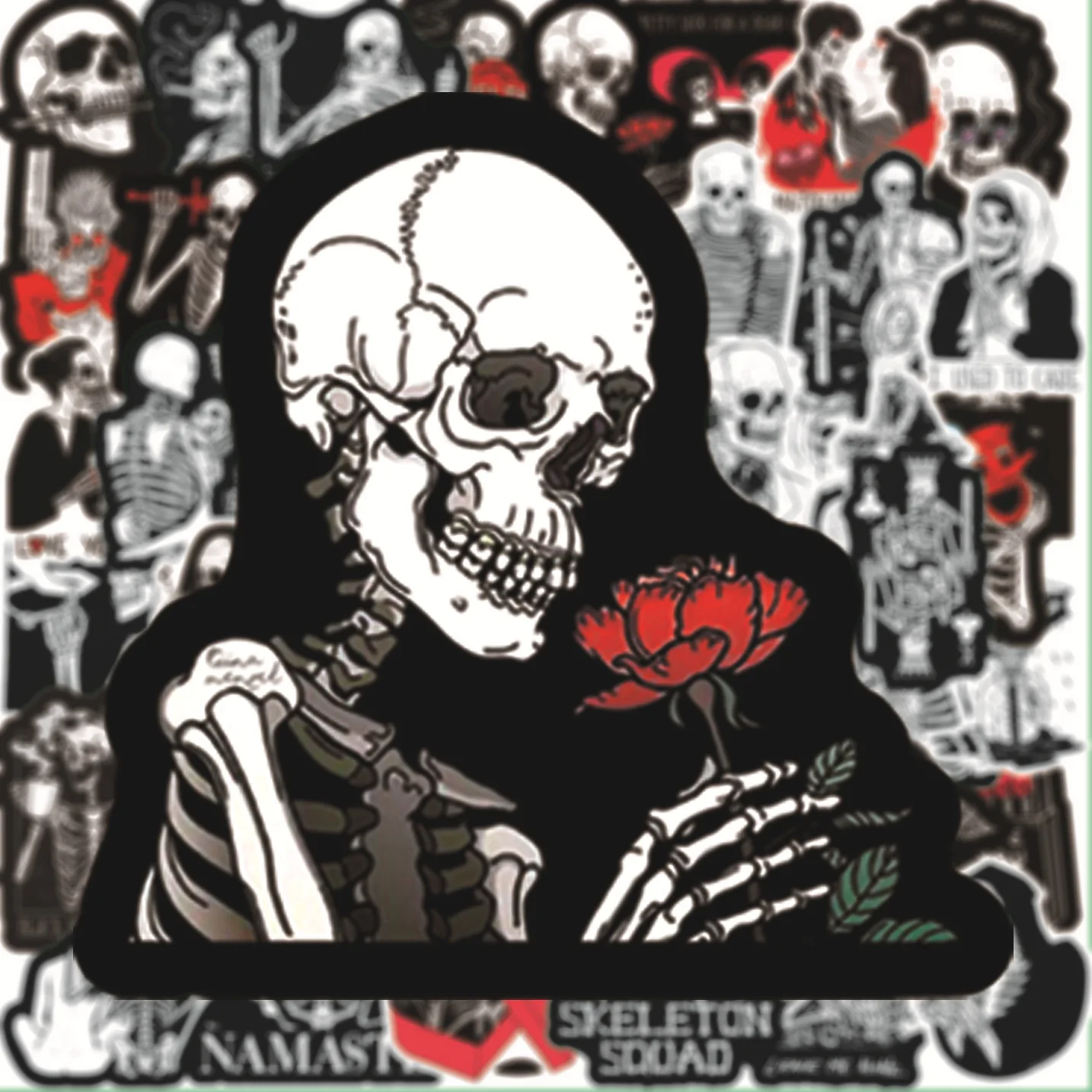 50 Pcs Goth Love To Death Human Skeleton Stickers For Car Styling Bike ...