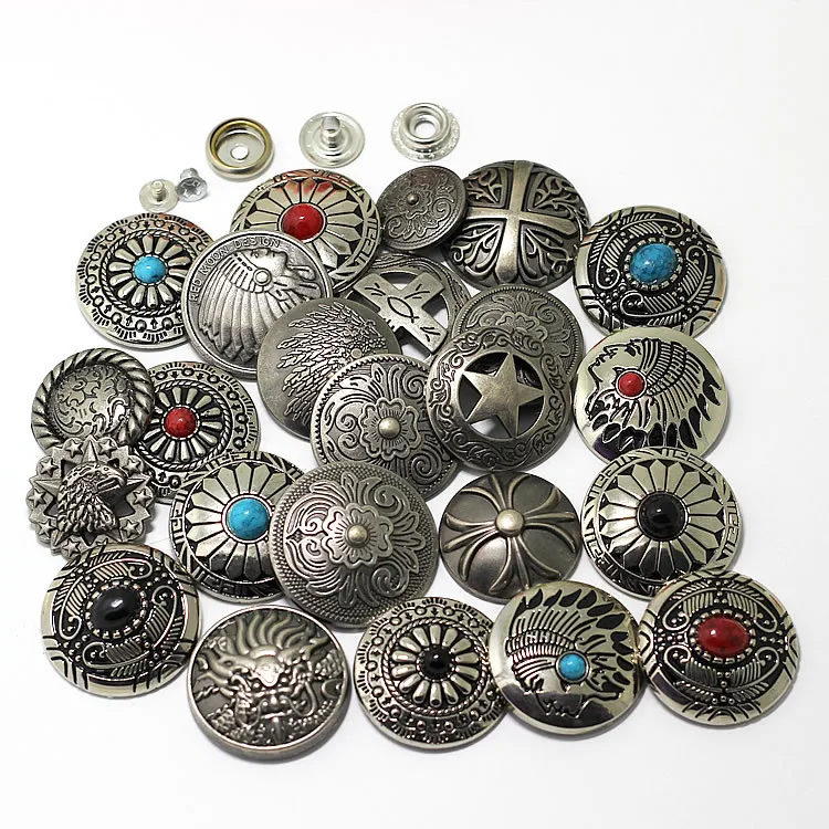 Snap Button Silver Metal Buttons Nail Rivet With Bead Decoration for ...