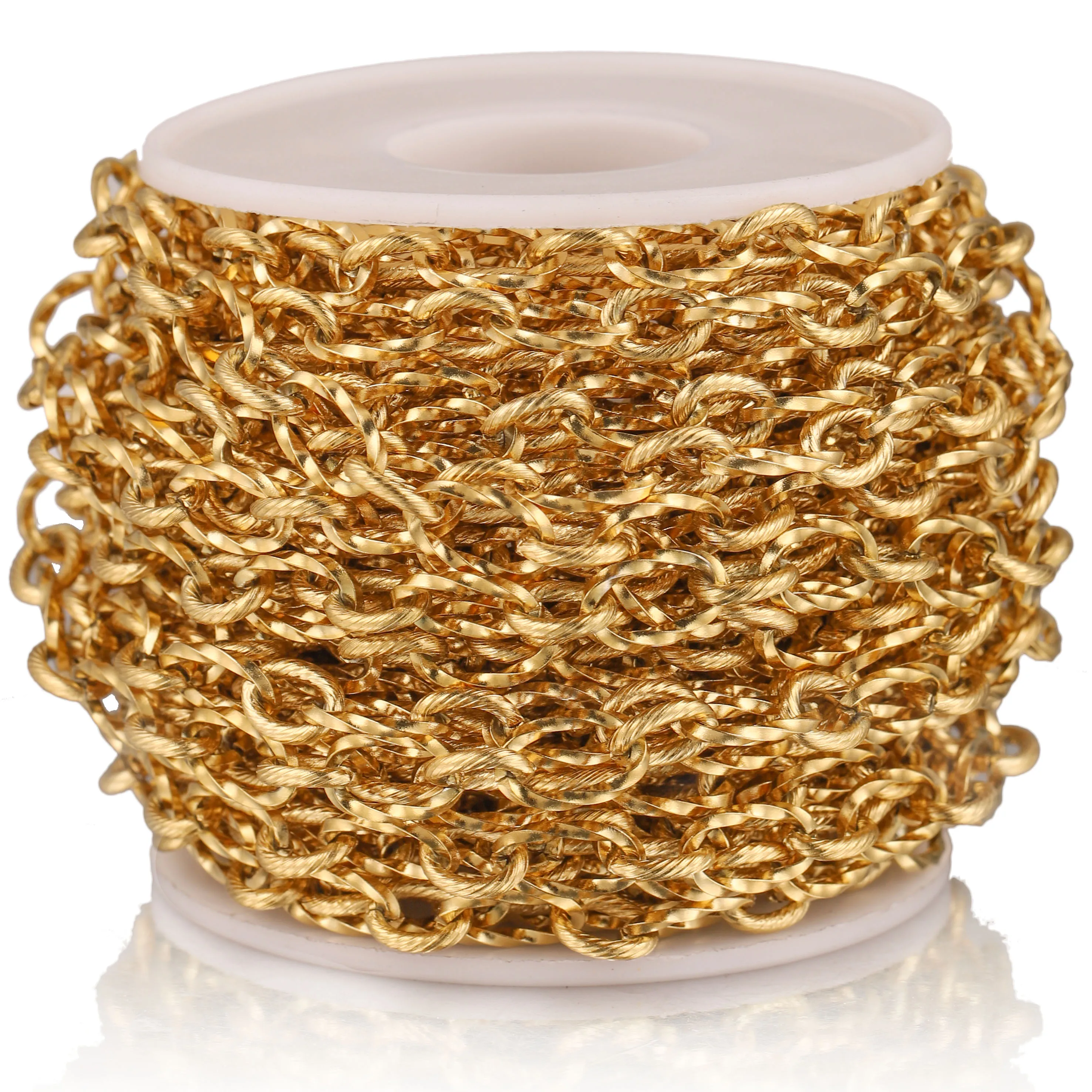 1m Stainless Steel Gold Spiral Twist Twist Chains Flat Wire Chic 2:1 ...