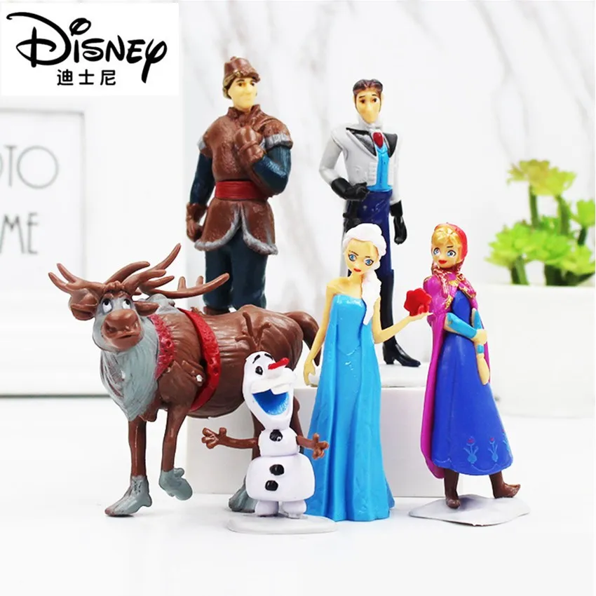 Disney Frozen 6pcs/set Cartoon Elsa Anna Action Figures Toys Set ...
