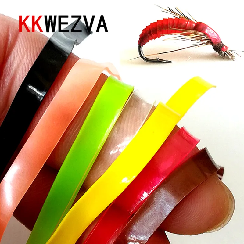 KKWEZVA 100pcs / bag silicone Caddis Fly Pupa Nymph Worm Body Wrap Skin ...