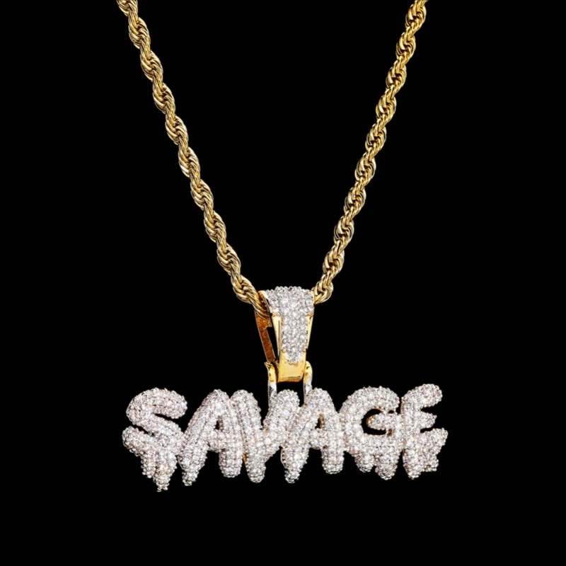 2025 Fashion Punk Hip Hop “SAVAGE” Letter Pendant Necklaces Luxury ...