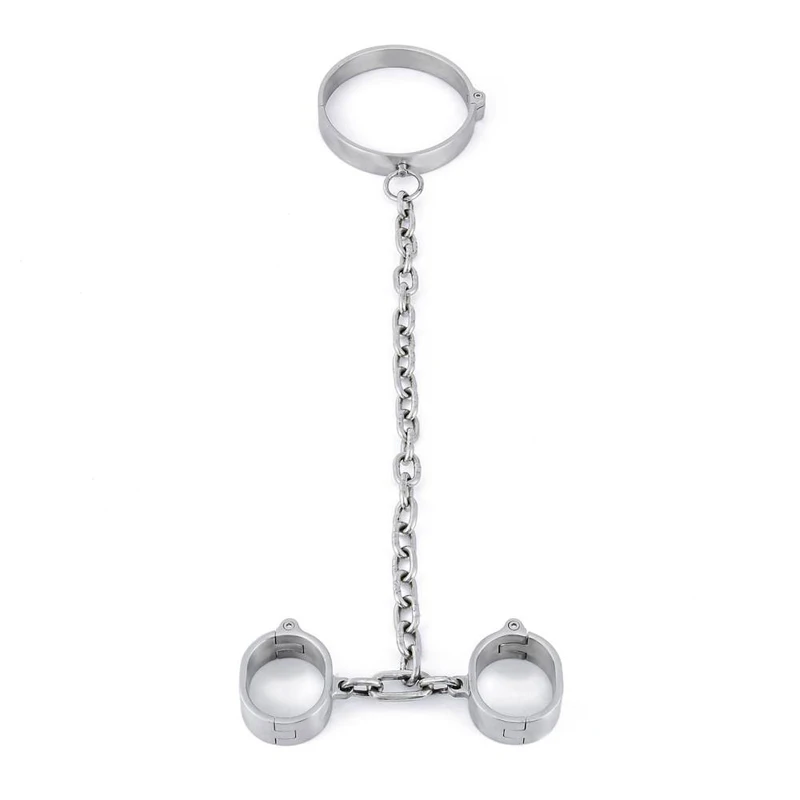 Stainless Steel Neck Collar Handcuffs With Chain Hand Cuffs Choker ...