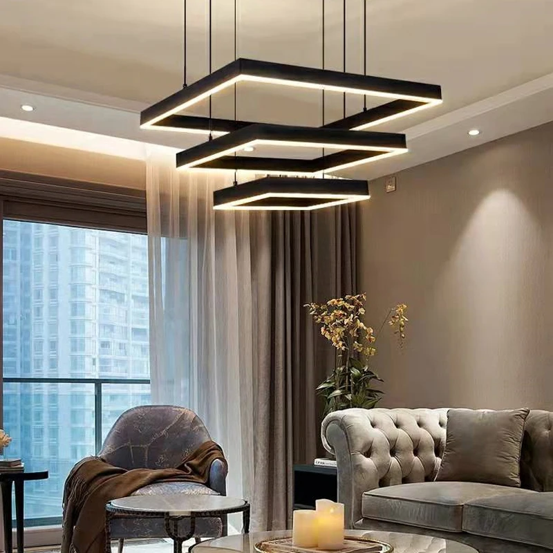 Quadrado moderno led lustre para sala de estar quarto sala de jantar ...