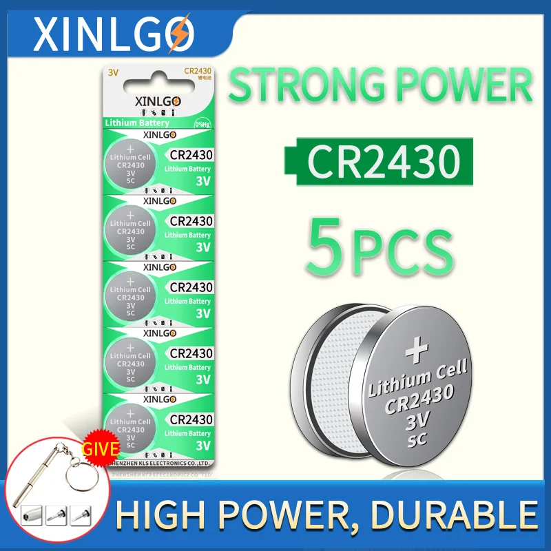 5Pcs/1Pack CR2430 3V Lithium Battery CR 2430 Coin Cell Battery Replaces ...