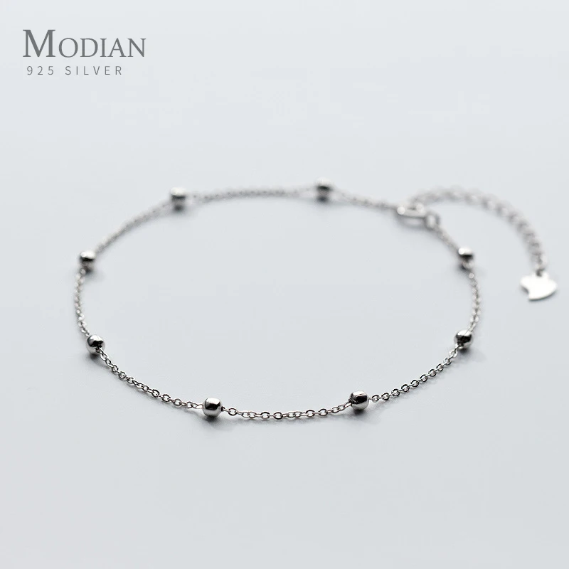Modian Simple Beads Charm Anklet Fashion Classic 925 Sterling Silver ...