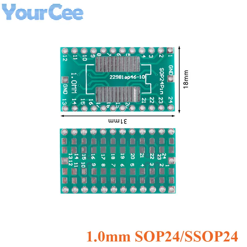10pcs SOP24 SSOP24 Adapter Board Plate Patch to DIP 1.0mm Spacing Pitch IC PCB