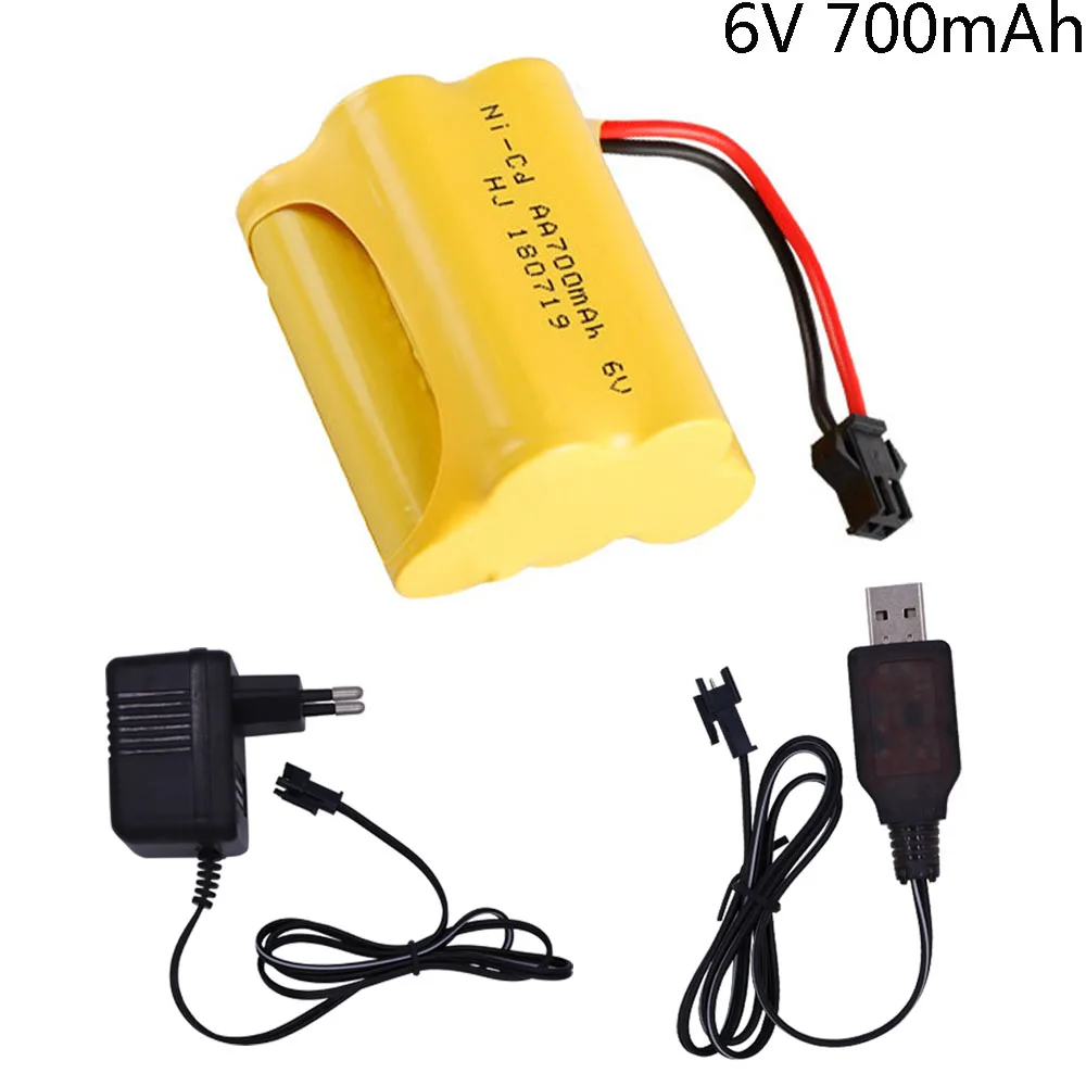 6V 700mAh Battery with USB Charger For RC Cars Robots Tanks Truck Gun ...
