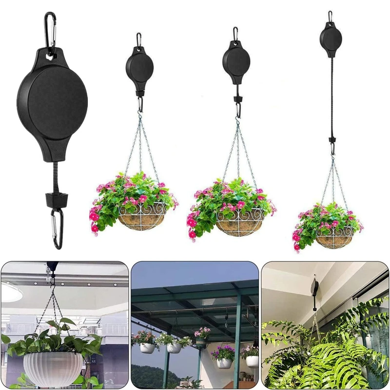 Retractable Plant Pulley Adjustable Hanging Flower Basket Multipurpose ...