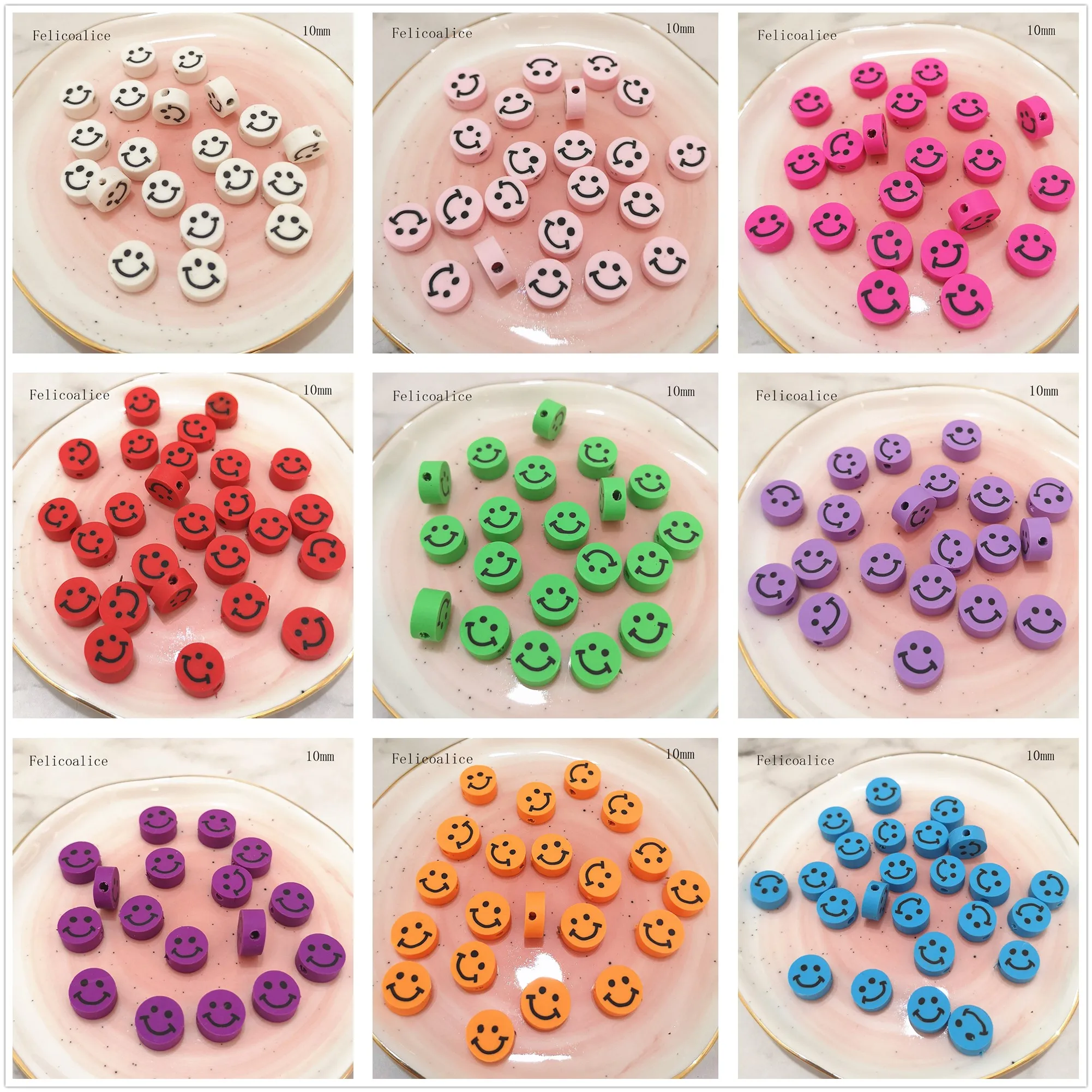 40pcs-Smiley-Face-Polymer-Clay-Shape-Spacer-Beads-For-DIY-Handmade ...