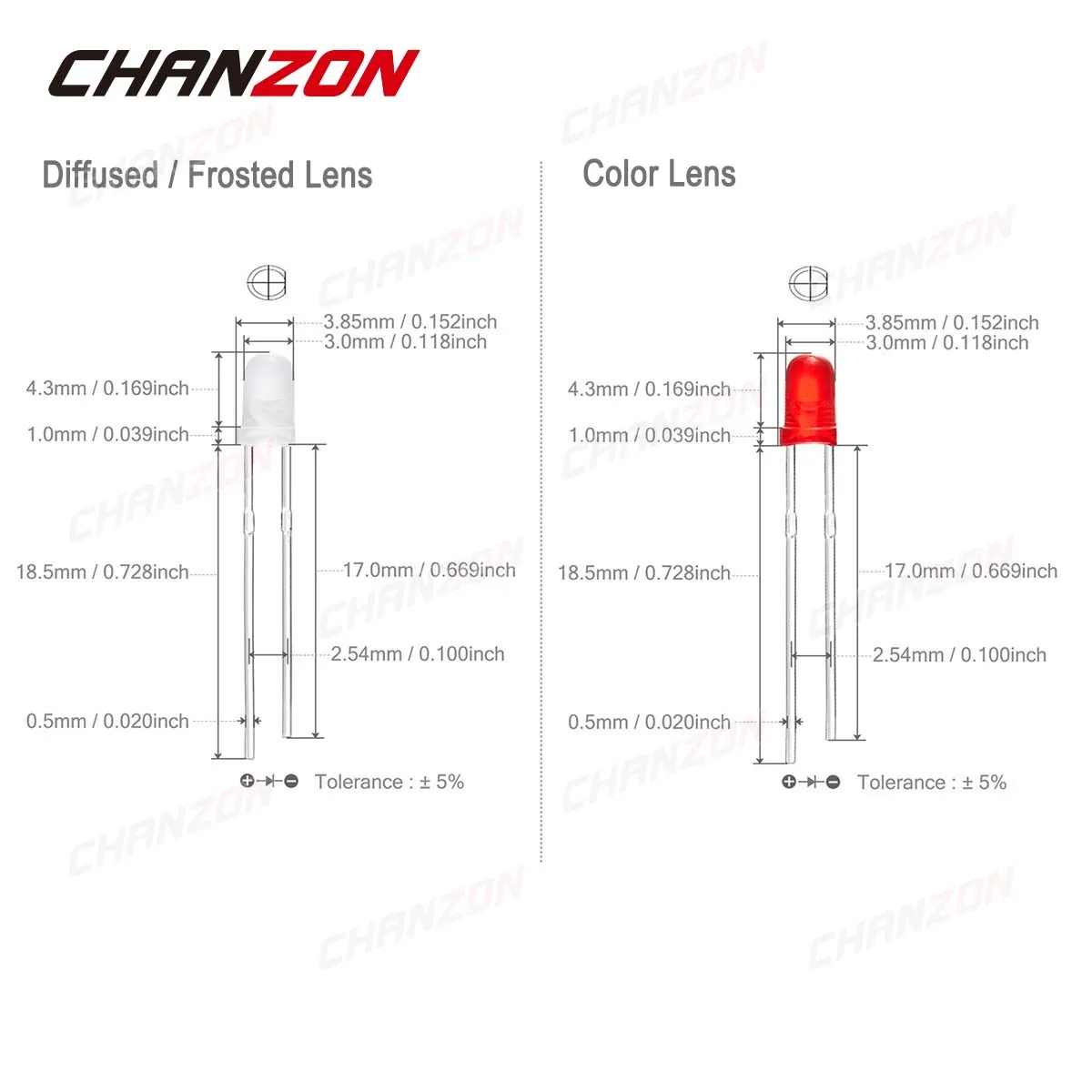 5 x 3mm D Flat Top Fd M Lens LED Blue U B Wide A ￡0.99 geessentials.co.nz