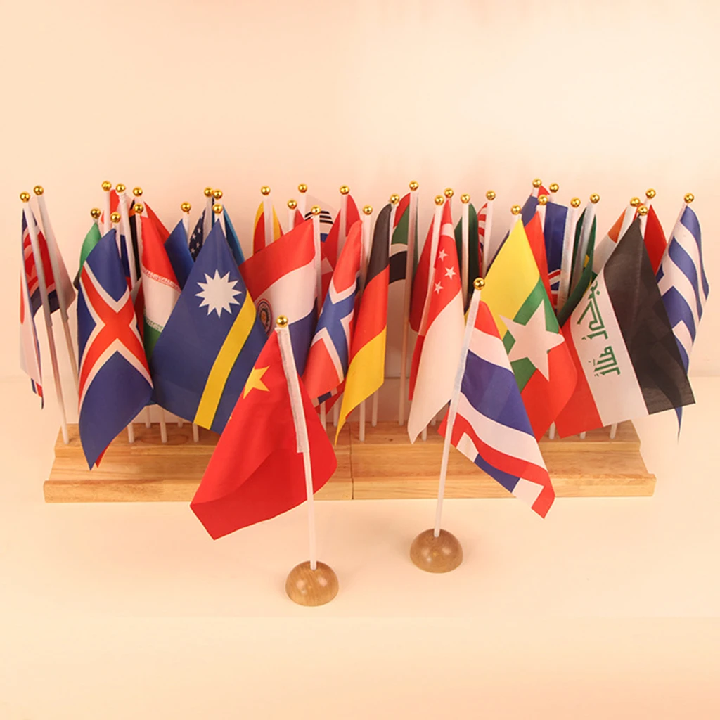 36-Countries-Hand-Held-Small-National-Flags-with-Wooden-Base-Party ...
