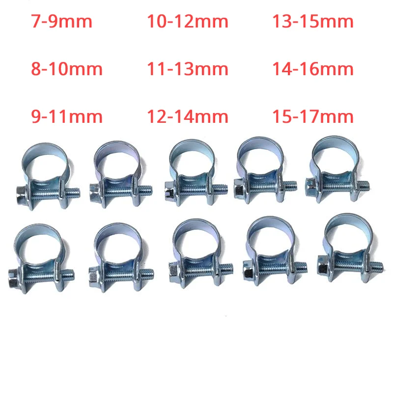 10PCS/Set Car Fuel Hose Clips Hoses Clamps Set Mini Carbon Steel Air ...