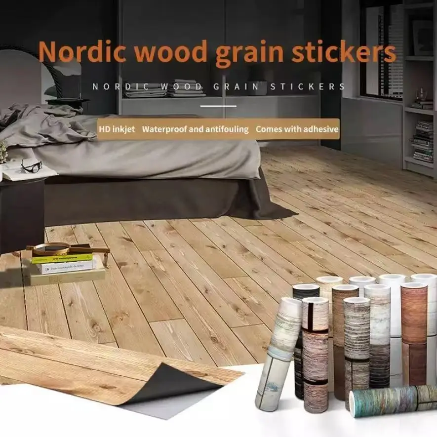 Wood-Vinyl-Sticker-Floor-Wallpaper-Roll-Self-adhesive-Bedroom-Kitchen ...