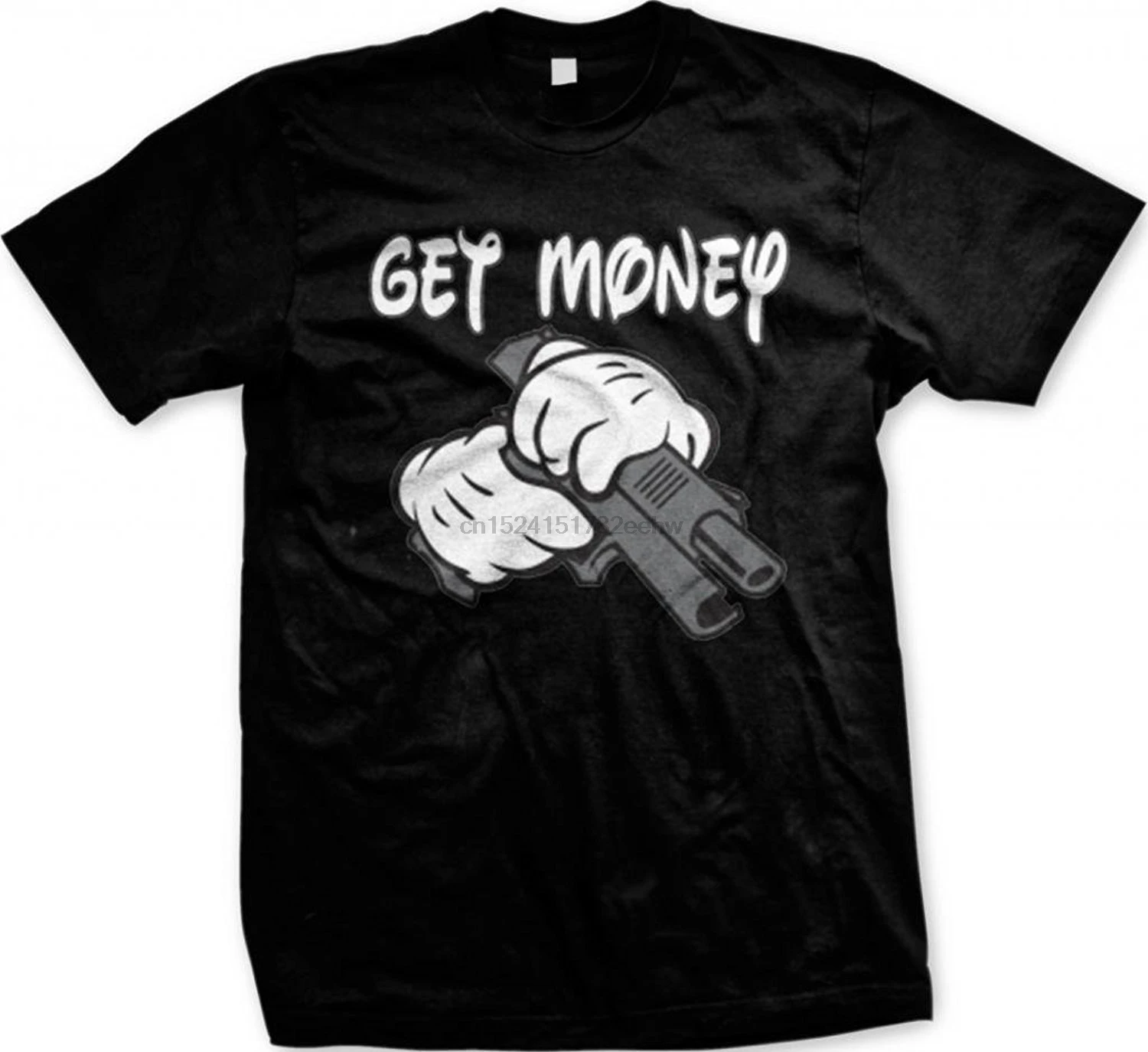 Get Money Cartoon Hands Holding a Gun Men T shirt (Black)|Camisetas ...