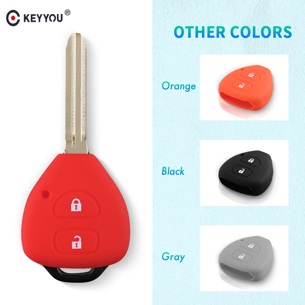 Keyyou 2 Buttons Silicone Key Shell For Toyota Corolla Hilux Vitz Rav4 ...