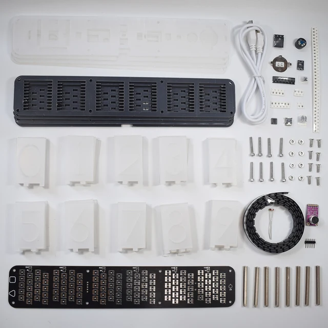 DIY Full-Color RGB Glow Tube Clock DS3231 Electronic Desktop Clock Kit ...