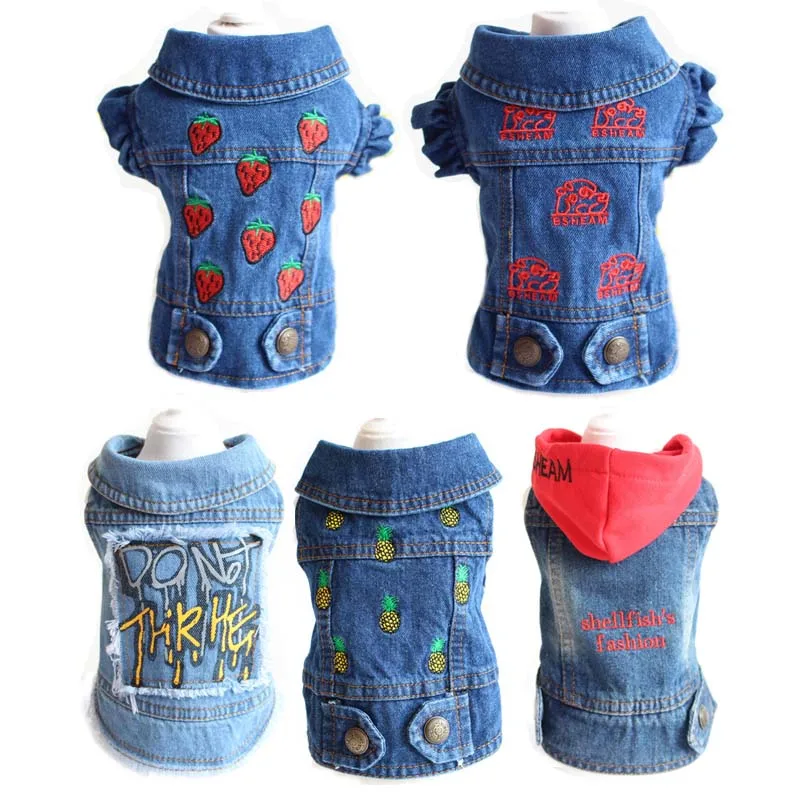 Fashion Pattern Dog Jeans Jacket Denim Pet Clothes For Small Dogs ...