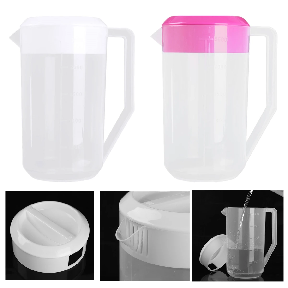 2500ML Large Water Pitcher Jug Capacity Food Grade Plastic Measuring ...