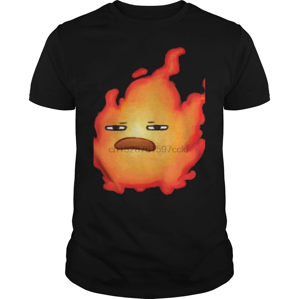 Camisa masculina tshirt calcifer studio ghibli quente impresso t shirts ...