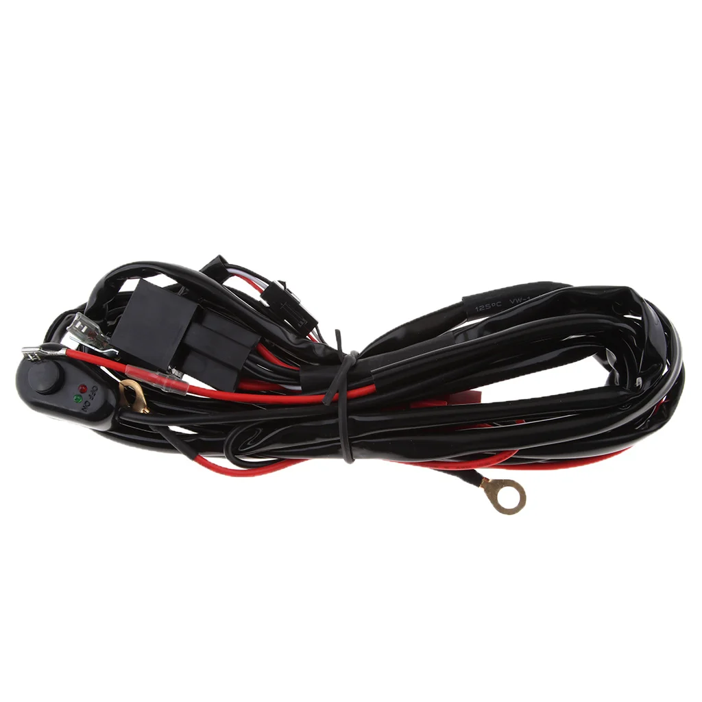 Universal LED Light Bar Wiring Harness Kit with Fuse Relay ON/OFF ...