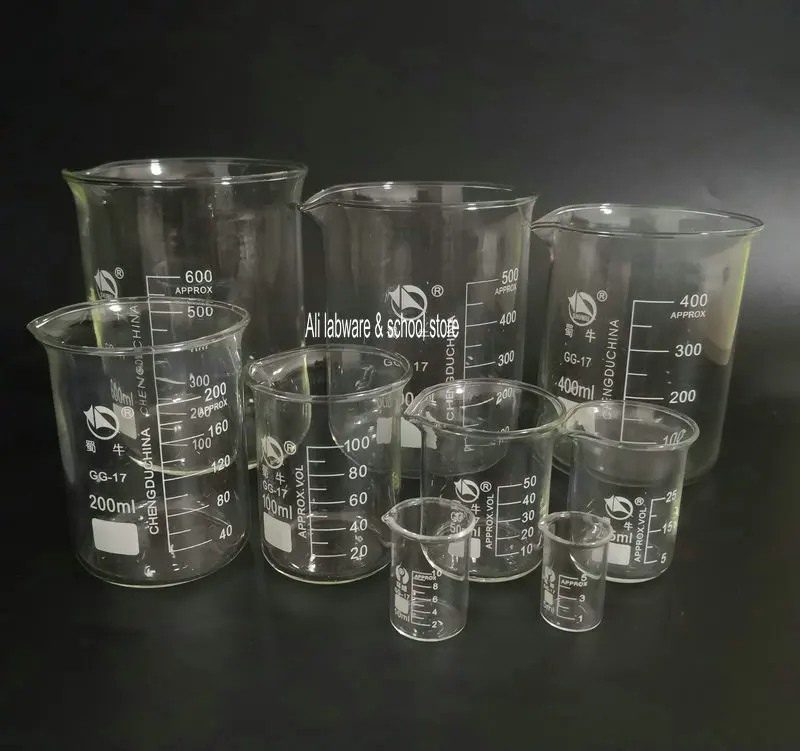 1pcs 25ml To 2000ml Transparent Graduated Glass Beaker Lab Measuring ...