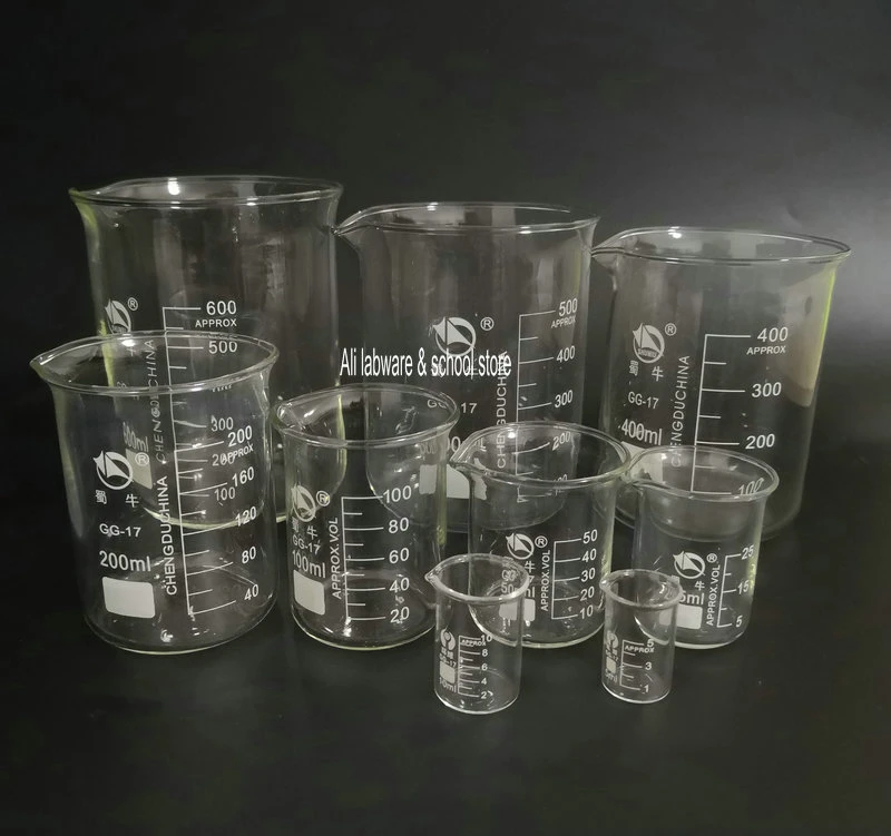 1pcs 25ml To 2000ml Transparent Graduated Glass Beaker Lab Measuring ...