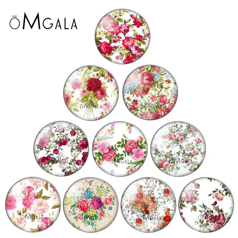 Beauty-Red-Color-Rose-Flowers-Patterns-10pcs-mixed-12mm-18mm-20mm-25mm ...