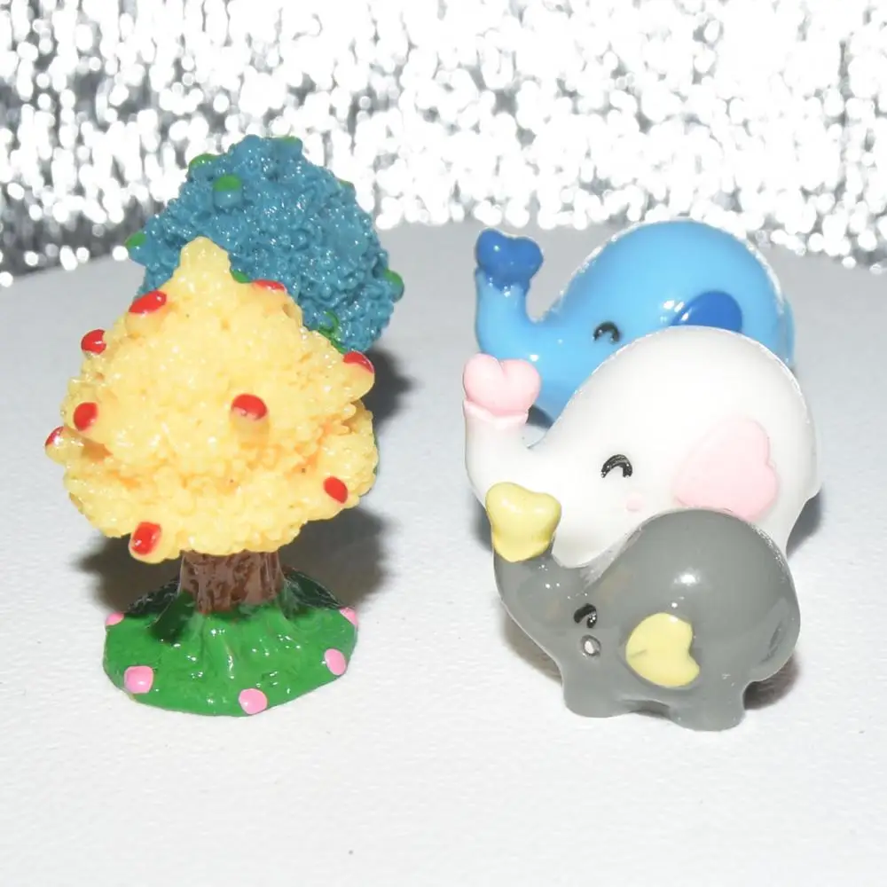 2 PCS Artifical Miniature Elephant Mini Resin Animal Micro Landscape ...