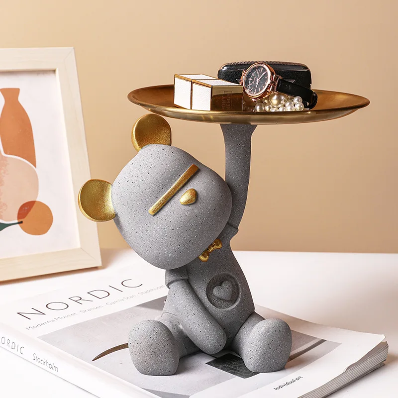 Cute-Bear-Butler-Statue-with-tray-Storage-Plate-for-Keys-wristwatch ...