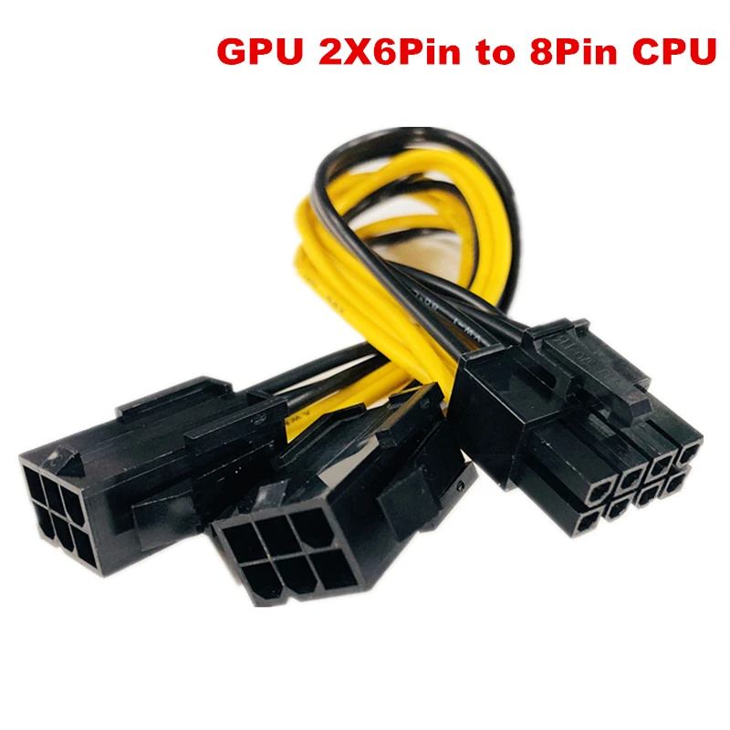 Graphics card Dual 6Pin Male PCI-E To 8Pin Female GPU video card 2X6pin ...