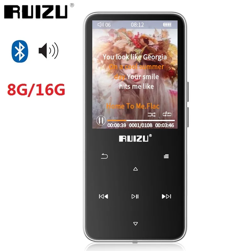 RUIZU-D10-Bluetooth-MP3-Player-2-4inch-HD-Screen-8GB-Metal-Touch-Button ...