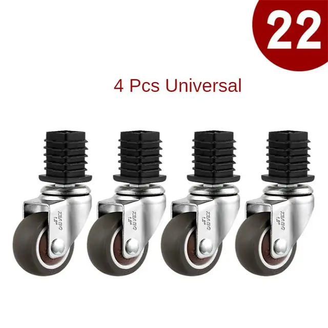 4 Pcs/Lot 1.5 Inch 19/22/25 Furniture Square Tube Wheel Universal Shelf ...