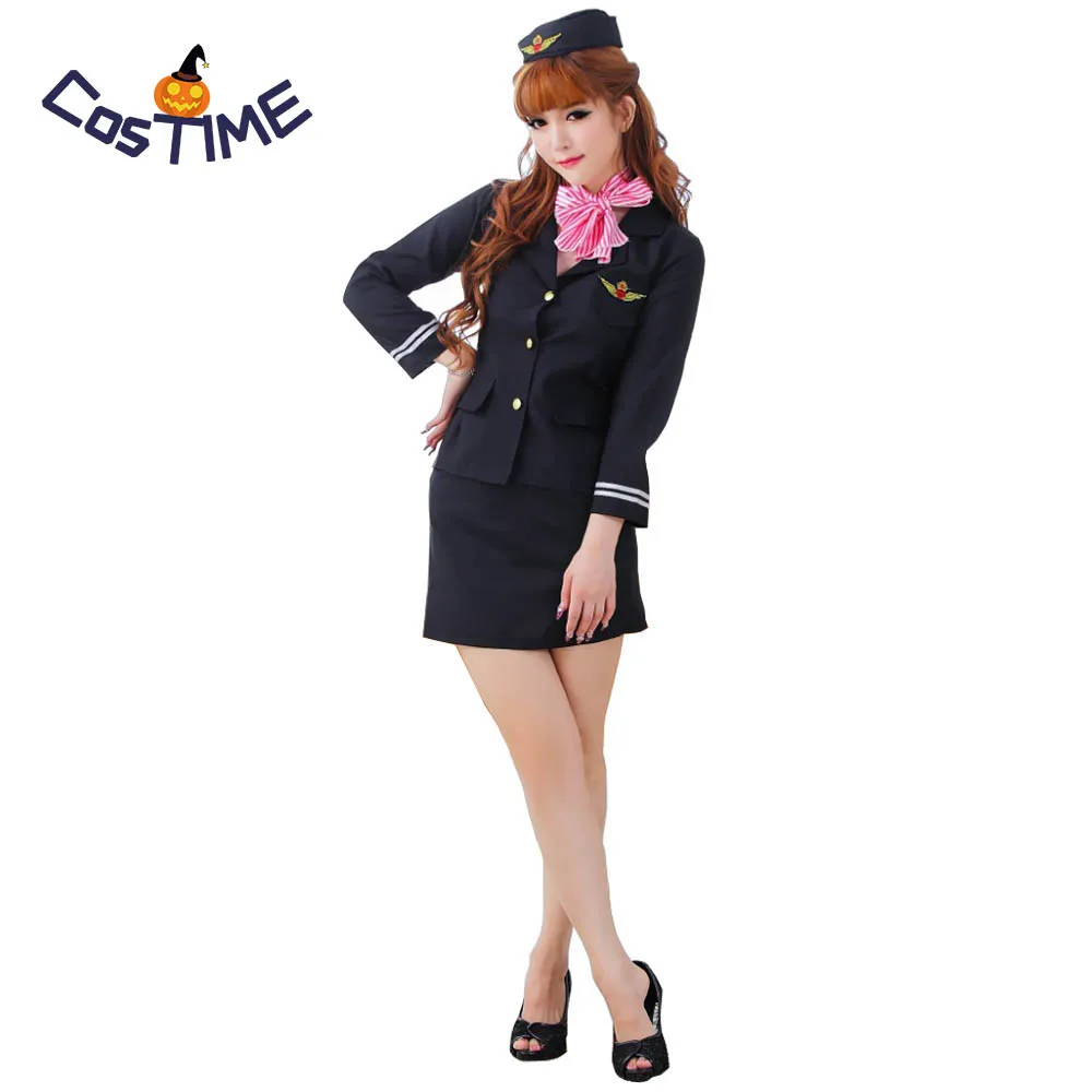 Airline Stewardess Uniform Women Sexy Professional Uniform Skies Flight