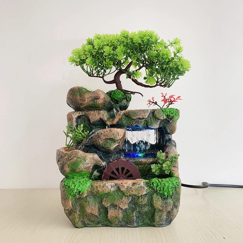 Home-Tabletop-Landscape-Flowing-Water-Waterfall-Ornament-Resin-Rockery ...