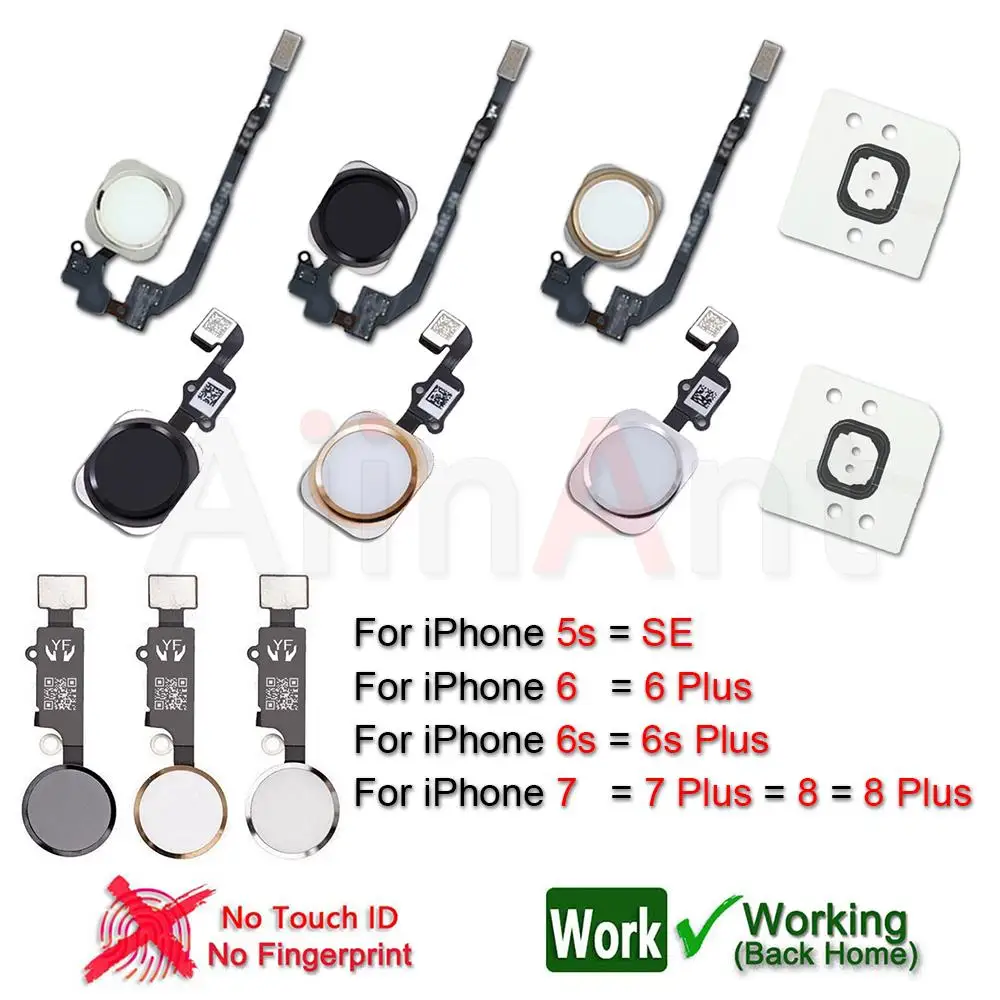 Return Back Full Function Home Button Flex For iPhone 5s SE 6 6s 7 8 ...