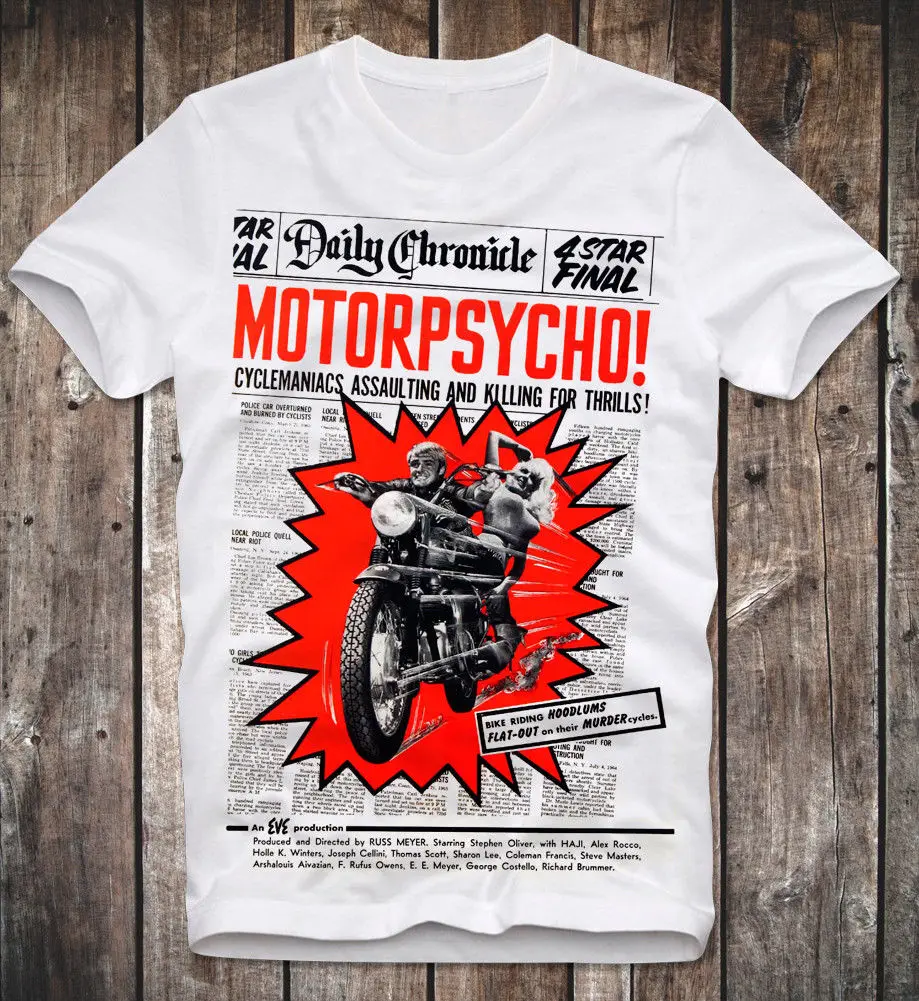 T SHIRT MOTORPSYCHO RUSS MEYER BIKER ROUTE 66 SEXY GIRLS RETRO VINTAGE ...
