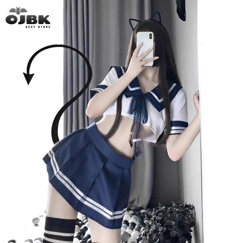 OJBK Disfraz de chica japonesa de talla grande, lencería Sexy, uniforme de estudiante con ...