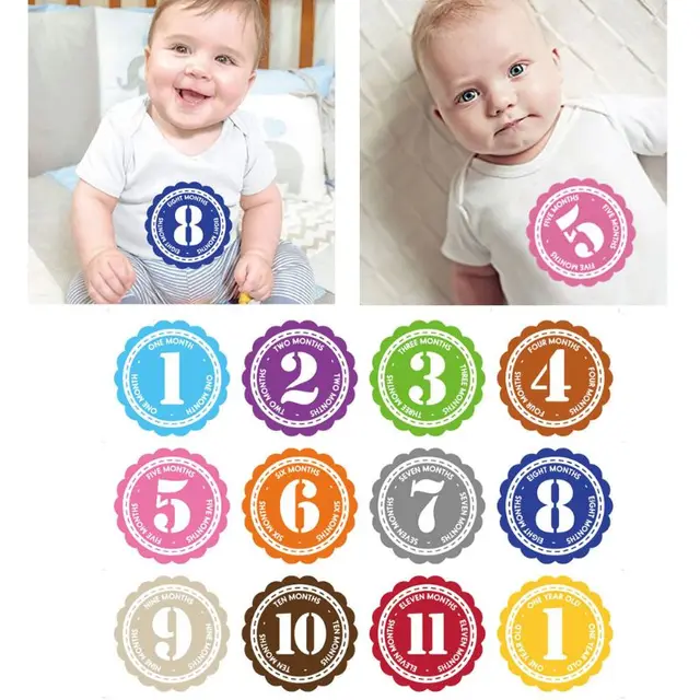 First Year Belly Stickers Baby 1-12 Months Monthly Milestone Stickers ...