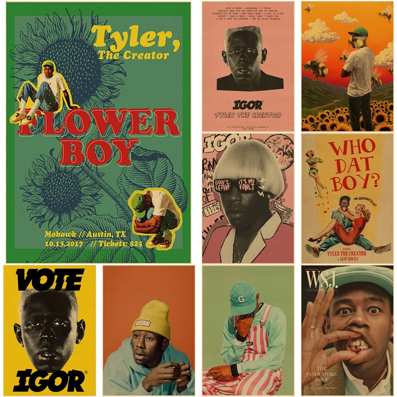 Rapper Tyler The Creator Flower Boy Posters Wolf Retro Kraft Paper ...